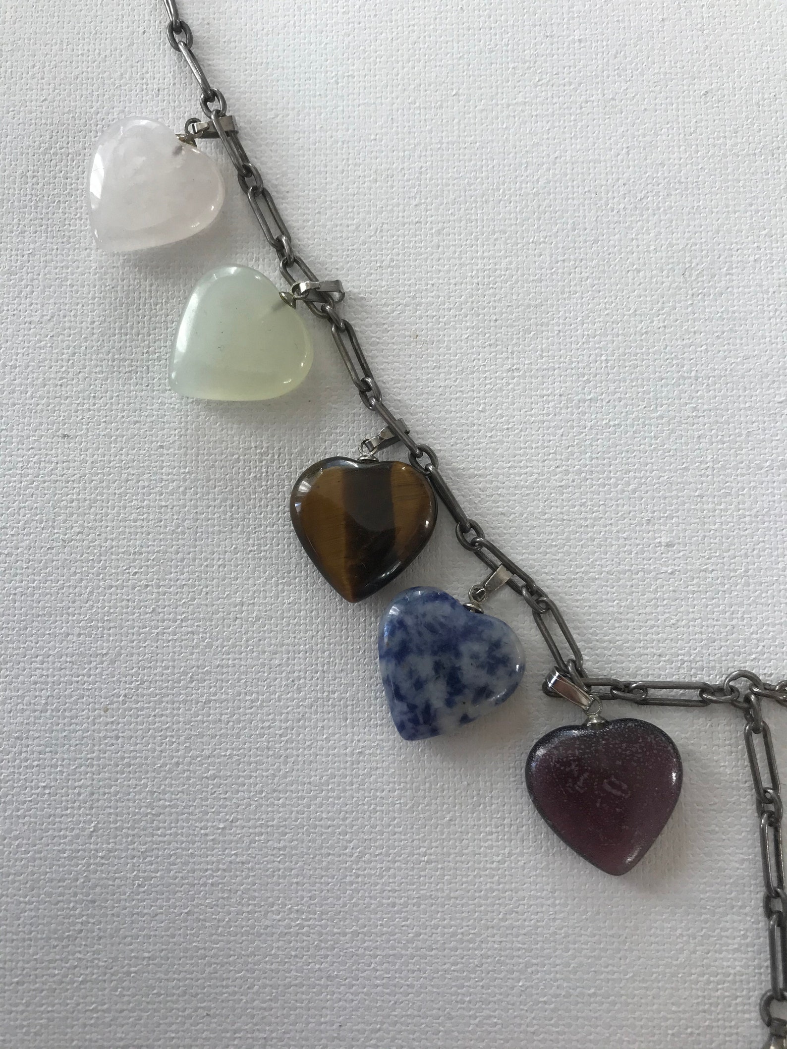 Vintage Multi-gemstone Heart Drop Necklace - Etsy