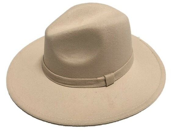 Cream Color Fedora Panama Upturn Wide Brim Cotton Blend Felt | Etsy