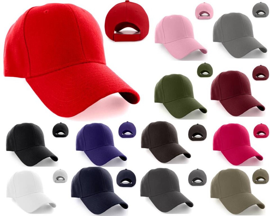 Plain Custom Text Six-panel Classic Cap Hat Hook and Loop - Etsy