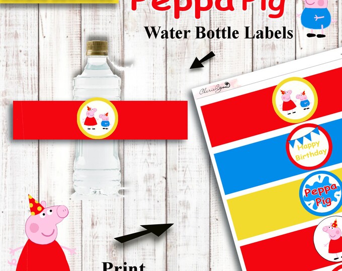 Peppa Pig Birthday Party Bag Label Pack, Peppa Pig Party Labels, Peppa ...