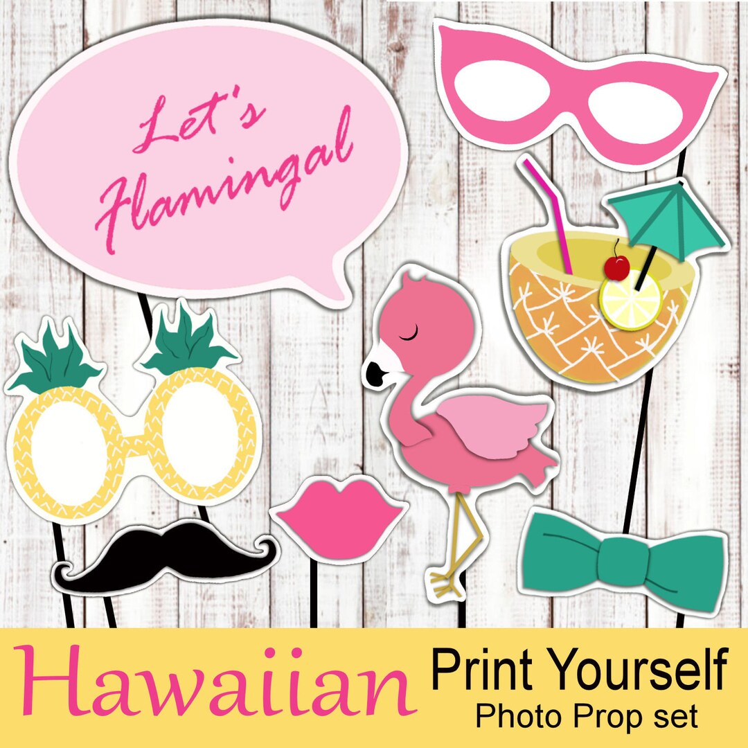 Flamingo Party Photo Booth Props, Flamingo Birthday, Hawaiian Themed ...