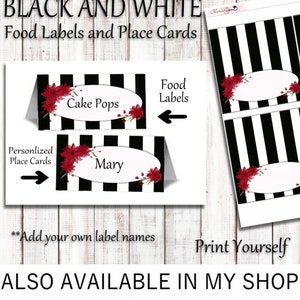 Black and White Stripe Party Decor, Black and White Water Color Flowers ...