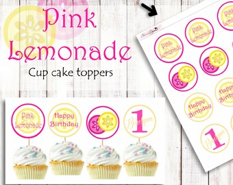 Pink Lemonade Cupcake Toppers Party Favors Birthday - Etsy