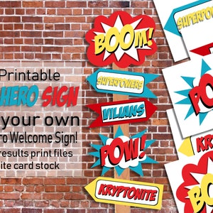 Super Hero Sign, Super Hero Birthday, Comic Birthday, Birthday Welcome ...