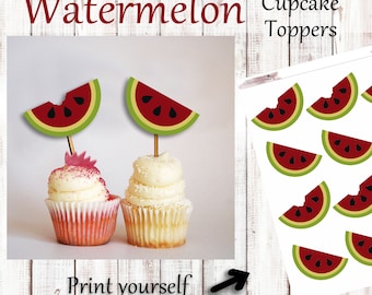 Watermelon Party Cupcake Toppers One in a Melon Cupcakes - Etsy