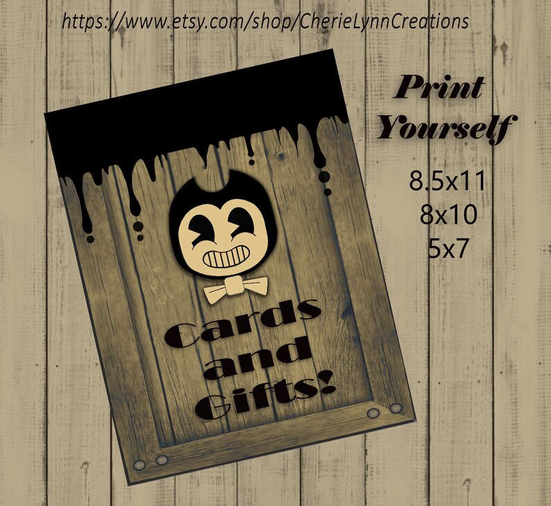 Bendy and the Ink Machine Bendy Party Sign Bendy Cards and | Etsy