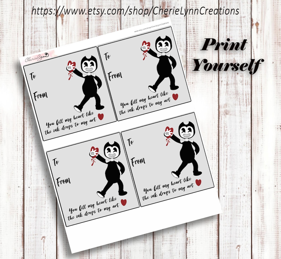 Bendy Valentine Card, Bendy and the Ink Machine Valentine Card, Bendy ...