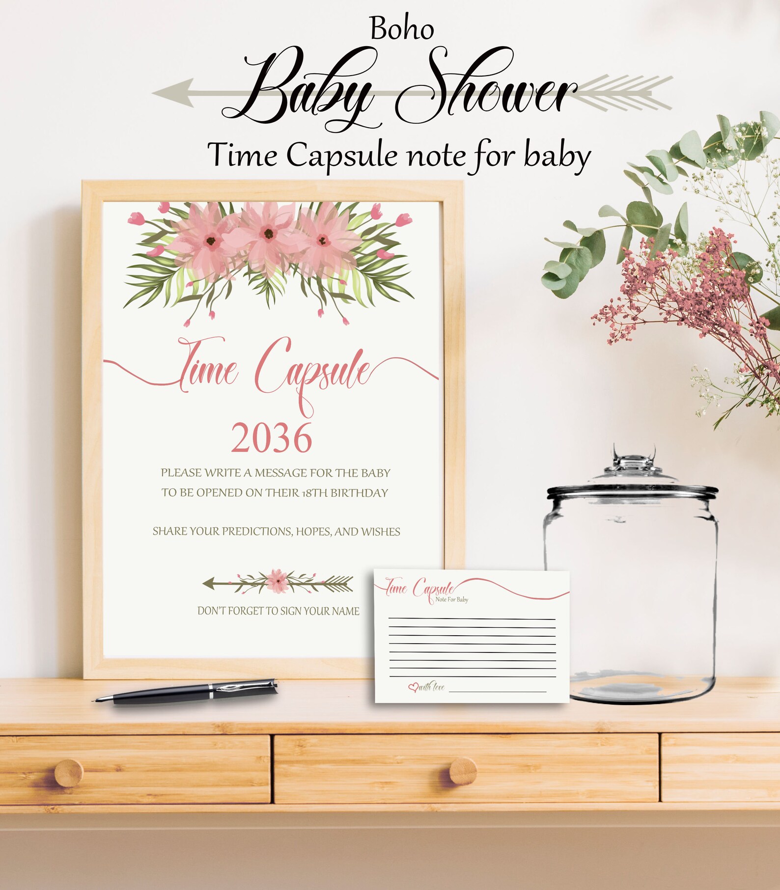 Boho Baby Shower Time Capsule Baby Shower Time Capsule Pink | Etsy