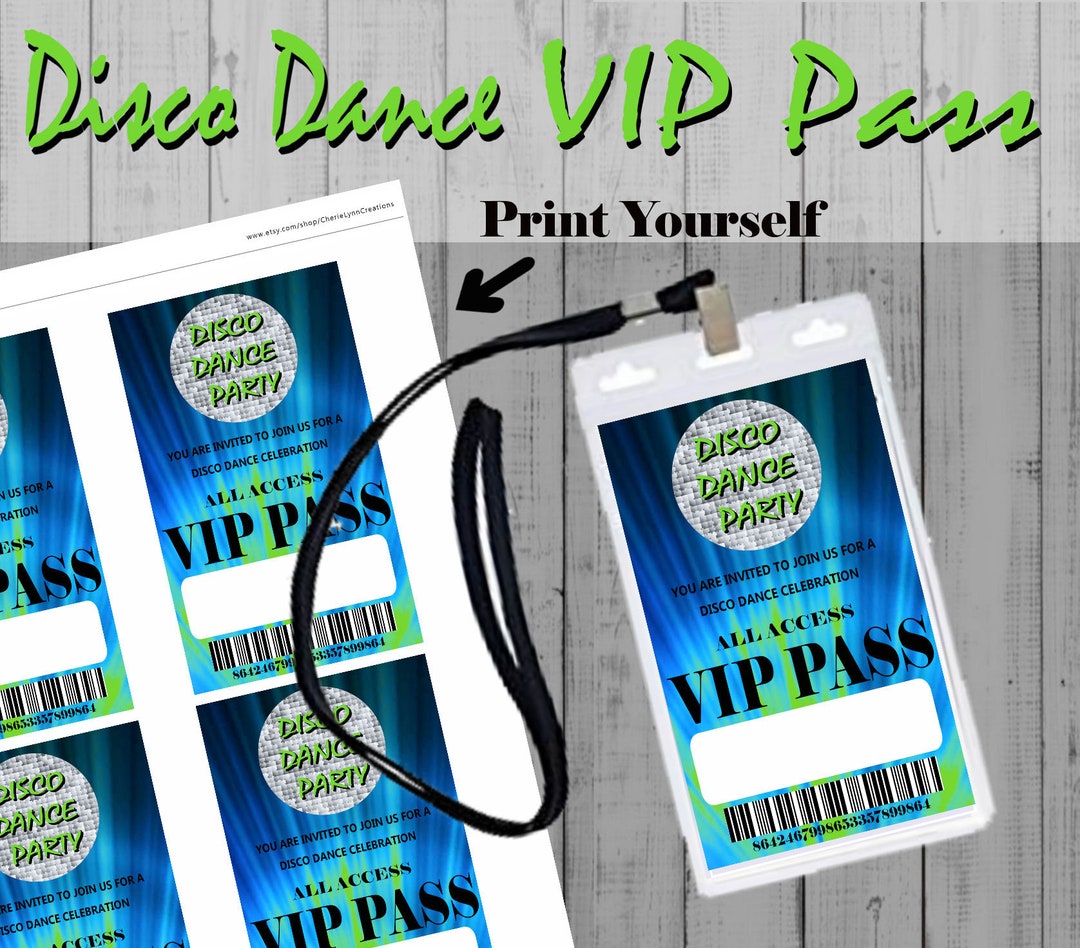 Boys Disco Party, Disco Dance VIP Pass, Dance Party Invitation, Disco ...