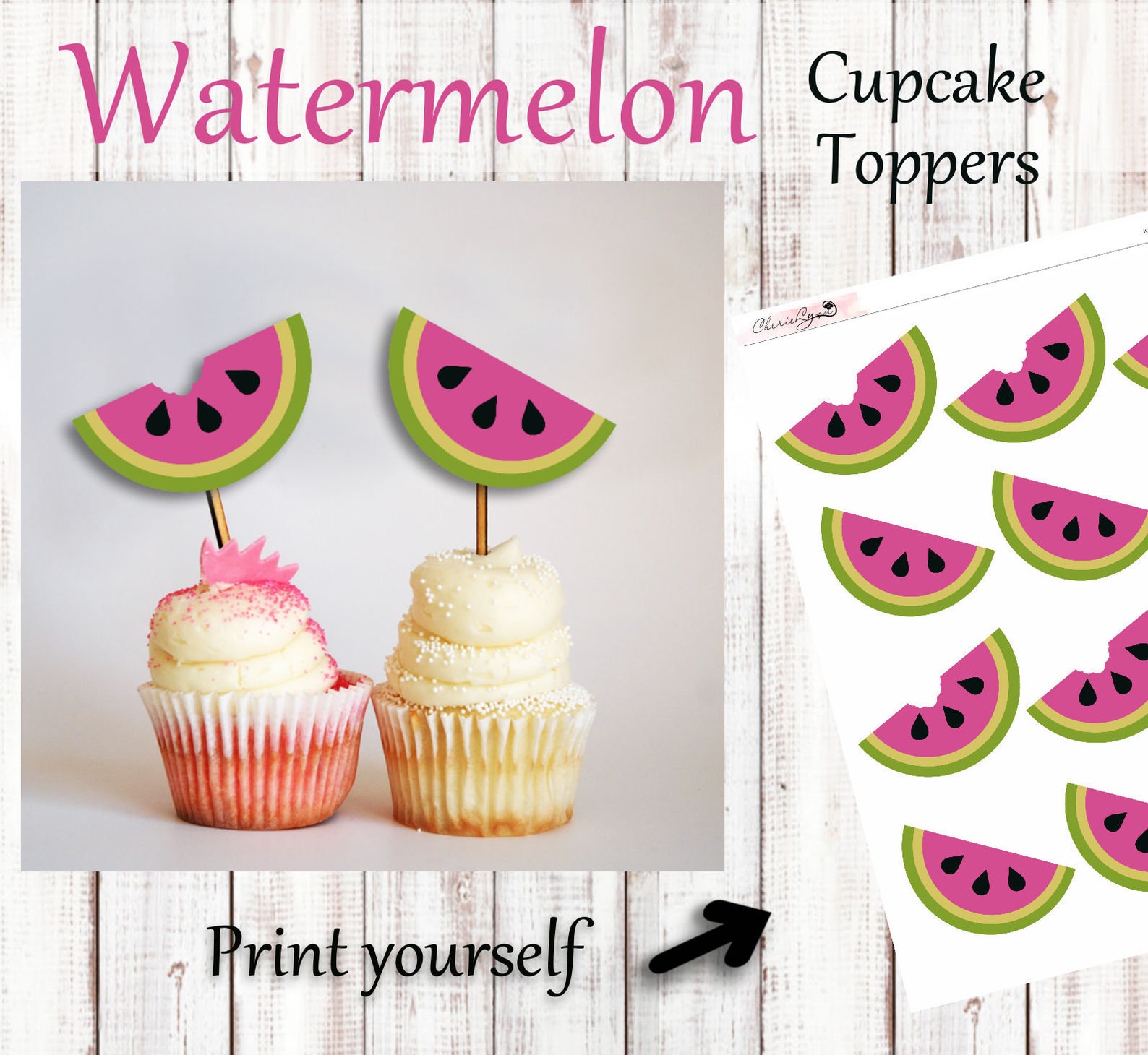 Cumpleaños de sandía Toppers de cupcake de sandía decoración | Etsy España