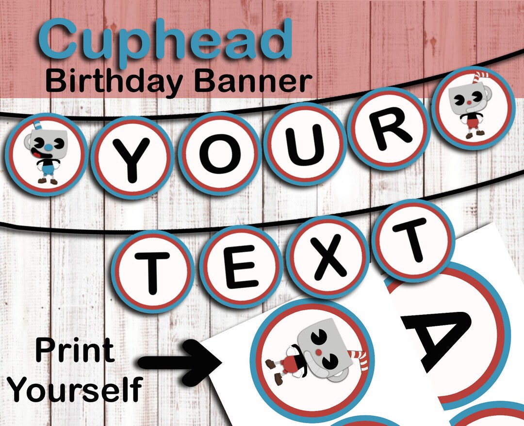 Cuphead Birthday, Cuphead Birthday Banner, Video Game Birthday, Cuphead ...