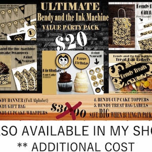 Bendy and the Ink Machine Water Bottle, Video Game Birthday, Bendy ...