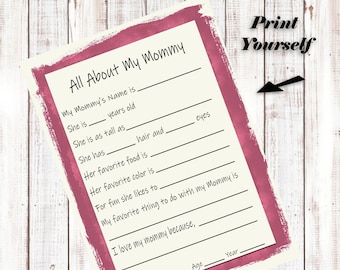 All About My Mommy Fillable for Kids - Etsy