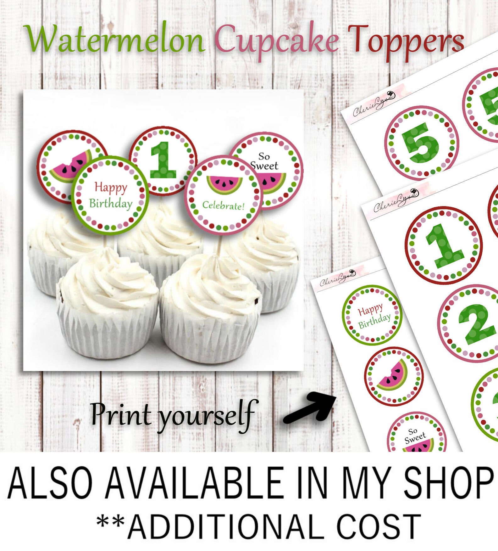 Cumpleaños de sandía Toppers de cupcake de sandía decoración | Etsy