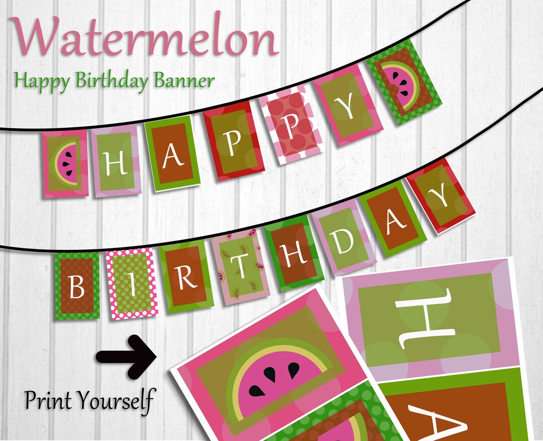 Watermelon Birthday, Watermelon Party, Watermelon Banner, Watermelon ...