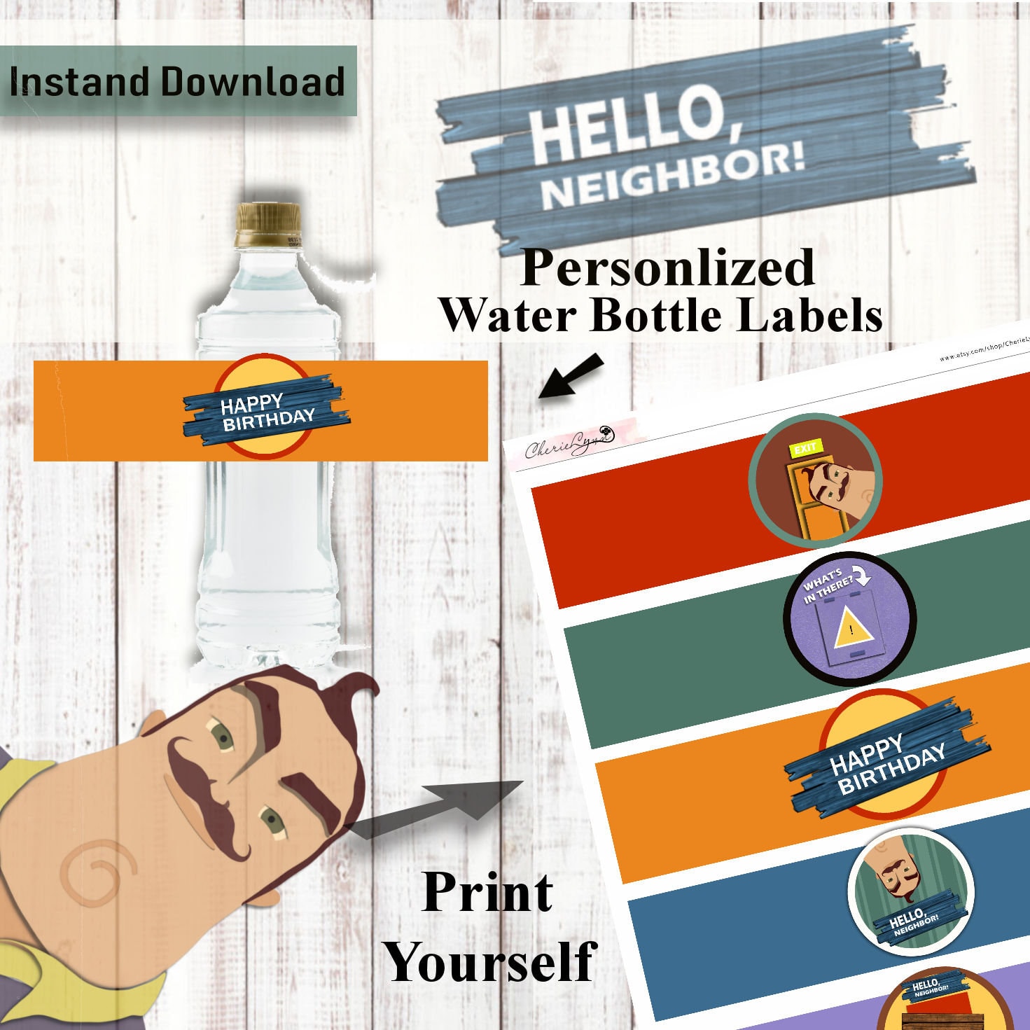 Hello Neighbor Birthday Hello Neighbor Water Bottle Labels - Etsy