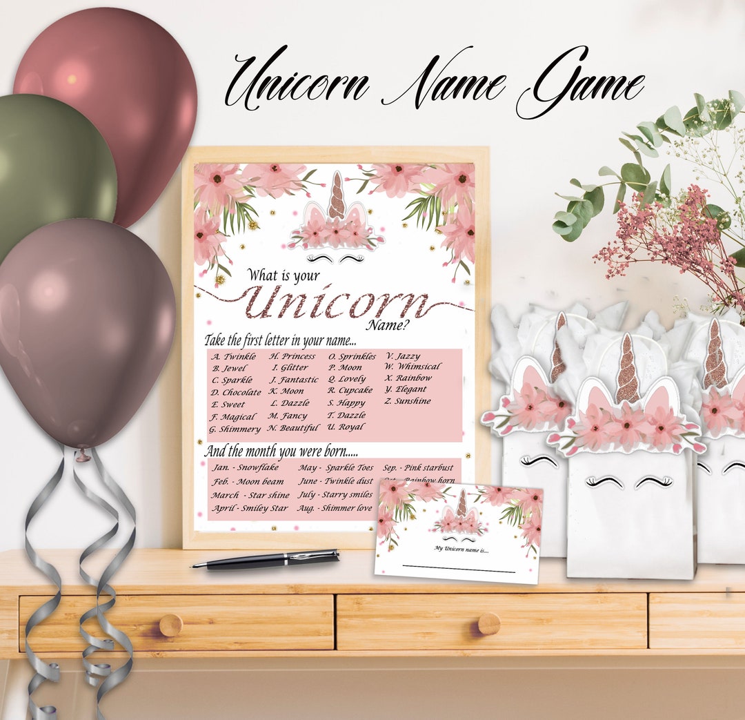 Unicorn Name Game, Unicorn Birthday, Unicorn Party Decor, Unicorn ...