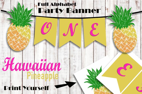 Hawaiian Birthday Banner Full Alphabet DIY Printable | Etsy