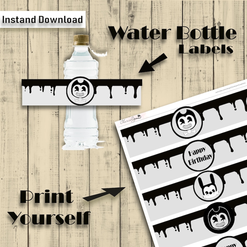 Bendy and the Ink Machine Water Bottle Video Game Birthday - Etsy