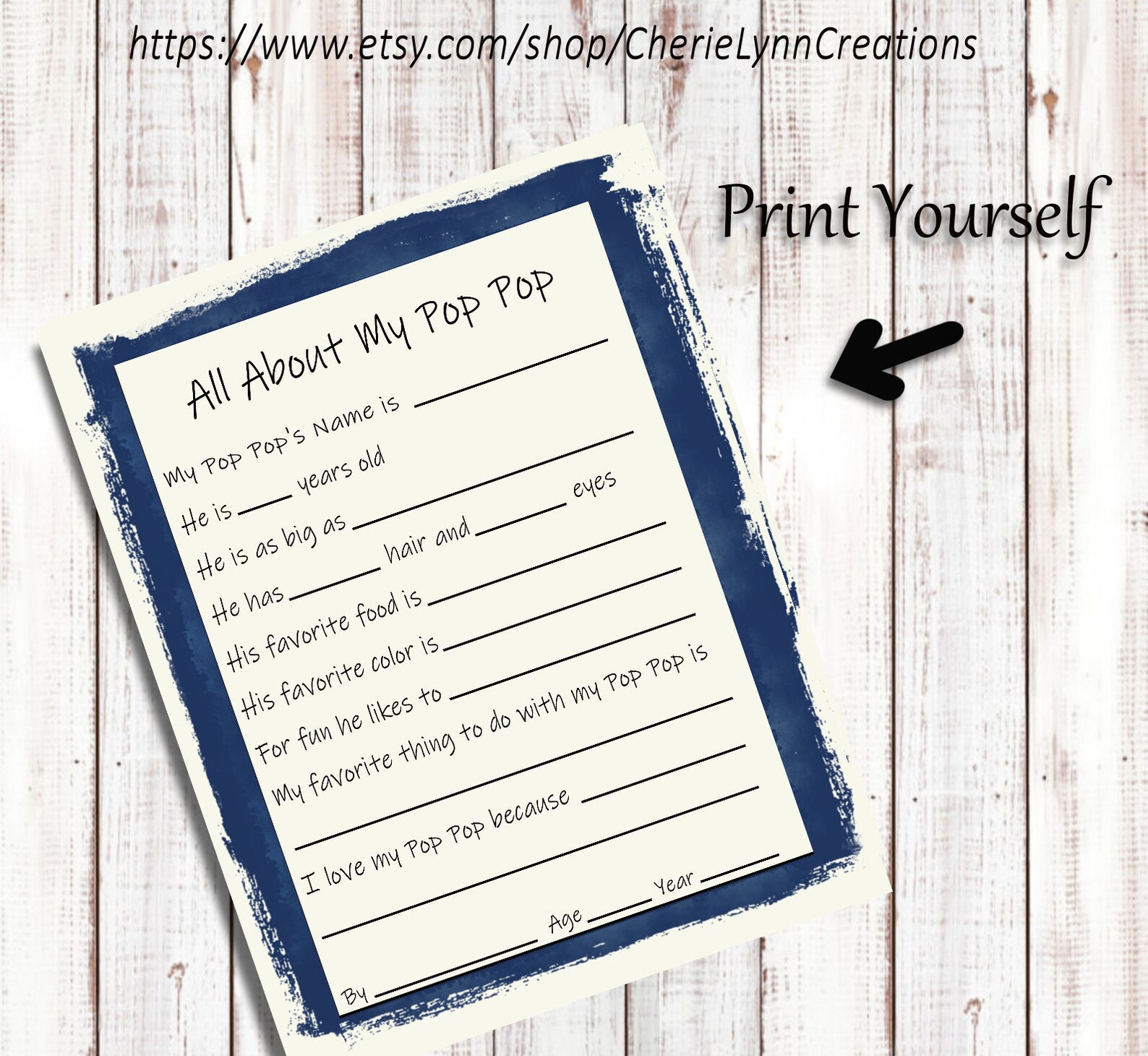 Pop Pop, Father's Day, All About My Pop Pop, Father's Day Printable ...