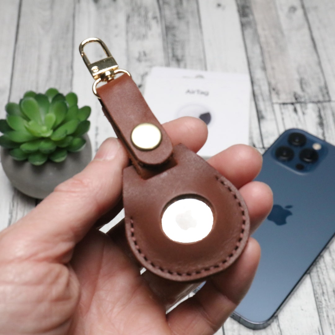 Personalized AirTag Leather Keychain, Embossing Apple AirTag Holder ...