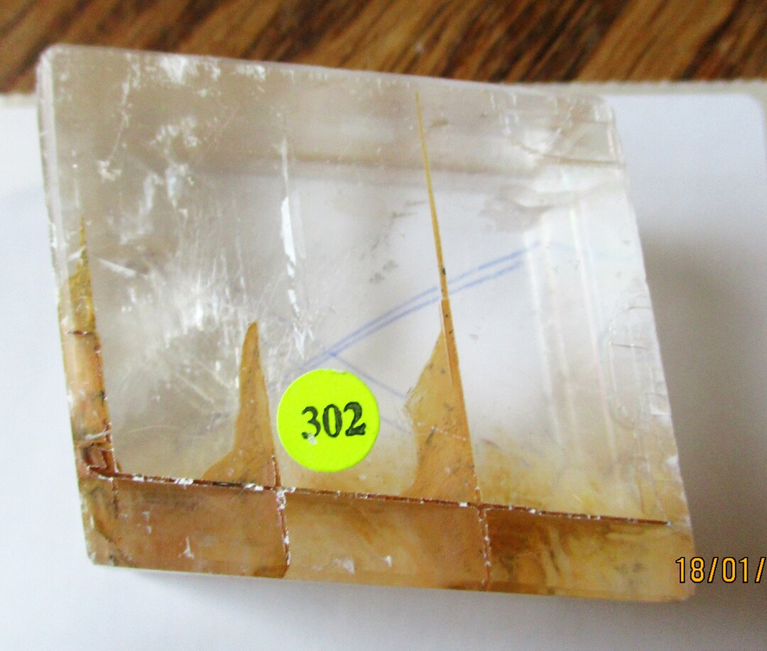 Island Spar klarer Calcit Regenbogen polierter optischer Kristall 30mm ...