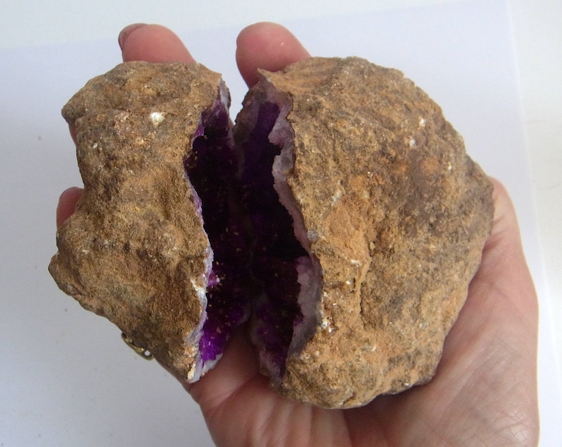Quartz Purple & Gold Selenite Crystal Geode Both Halves Approx 70mm - Etsy