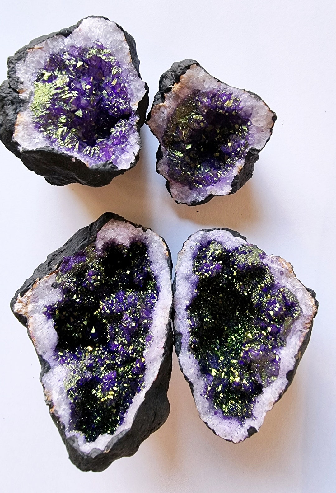 Purple and Gold Sparkly Selenite Crystal Geode Fertility 70-90mm - Etsy