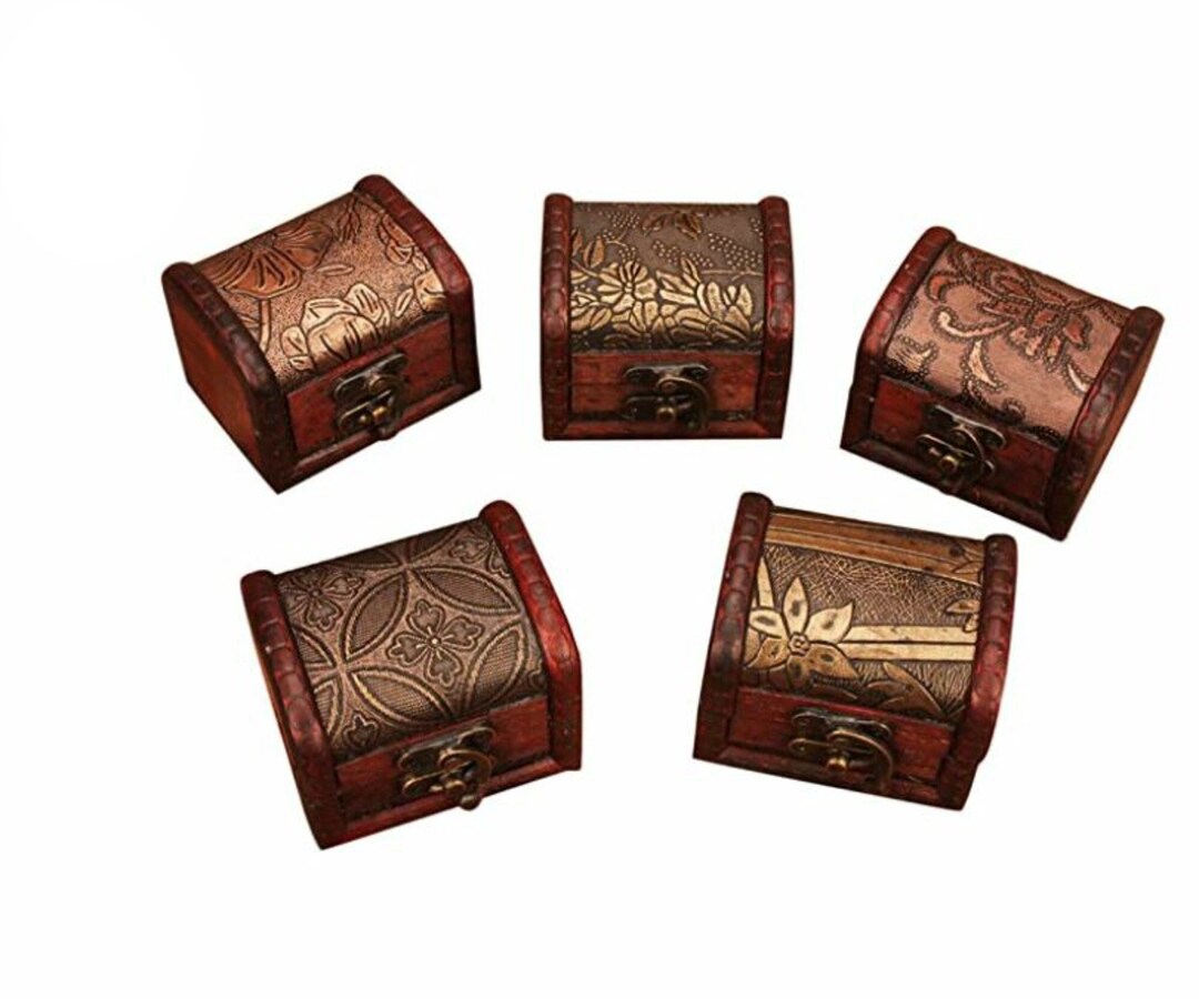Treasure Chest Box Wooden Vintage Decorative Trinket Boxes Storage ...