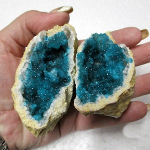 Geode Pink Red Mauve Sea Blue PAIR 70mm+ Crystal Gemstone From Sahara ...