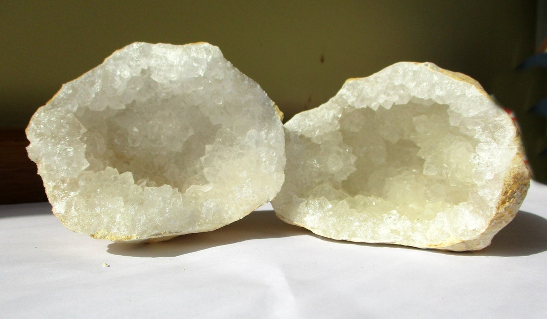White Geode Selenite Crystal Pair Large 100mm to 150mm Fertility Saraha ...