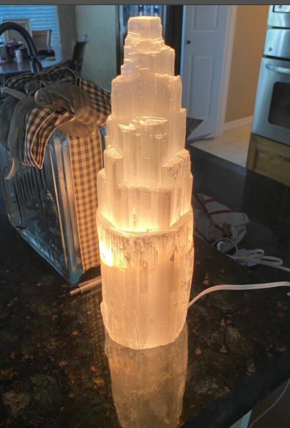 Sale 20cm Selenite Crystal Lamp 2.5kg Inc. Cable and Bulb - Etsy UK