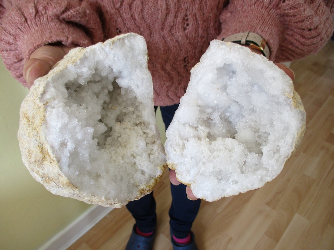 Huge White Selenite Pair Geodes Crystal Approx 140mm - 200mm Fetility ...