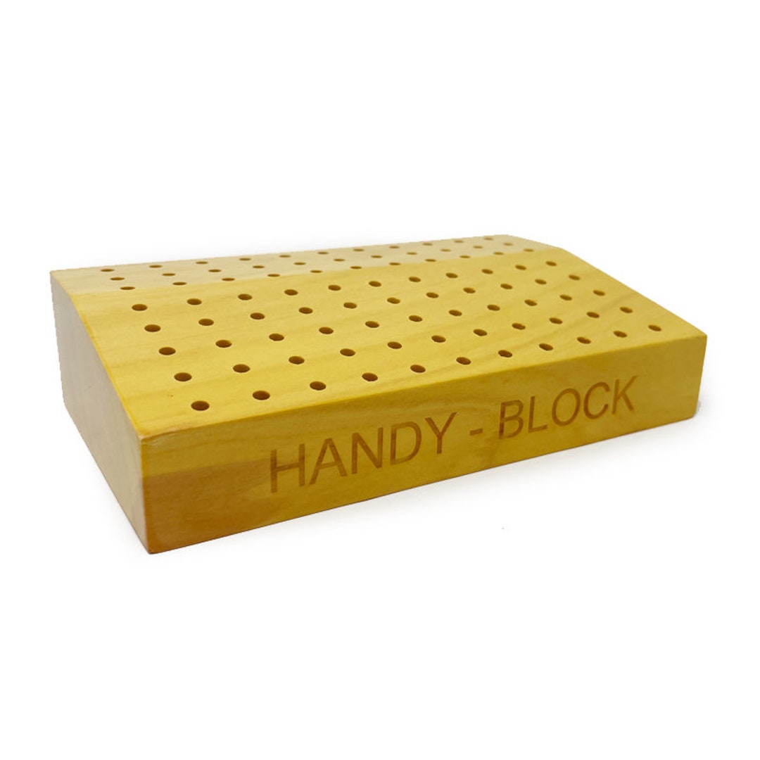 Wooden Burr Stand Work Tool Handy Block Fits Shanks small Tools up to 1 ...