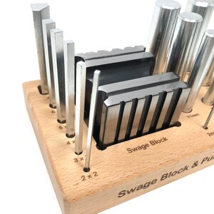 Steel Swage Block Forming Design Block & 16 Punches Shaping Tools Set ...