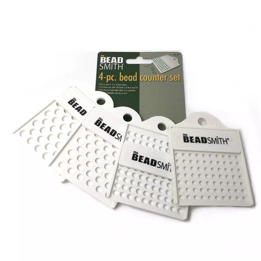 Bead Counter Set of 4 Trays 3mm 4mm 6mm 8mm Adjustable Slider Beadsmith ...