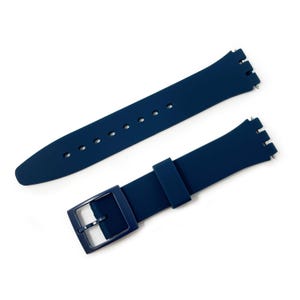 Silicone Watch Strap Swatch-style Replacement 17mm Notches - Blue Black ...