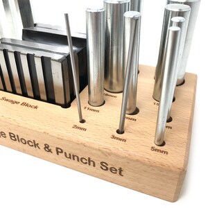 Steel Swage Block Forming Design Block & 16 Punches Shaping Tools Set ...