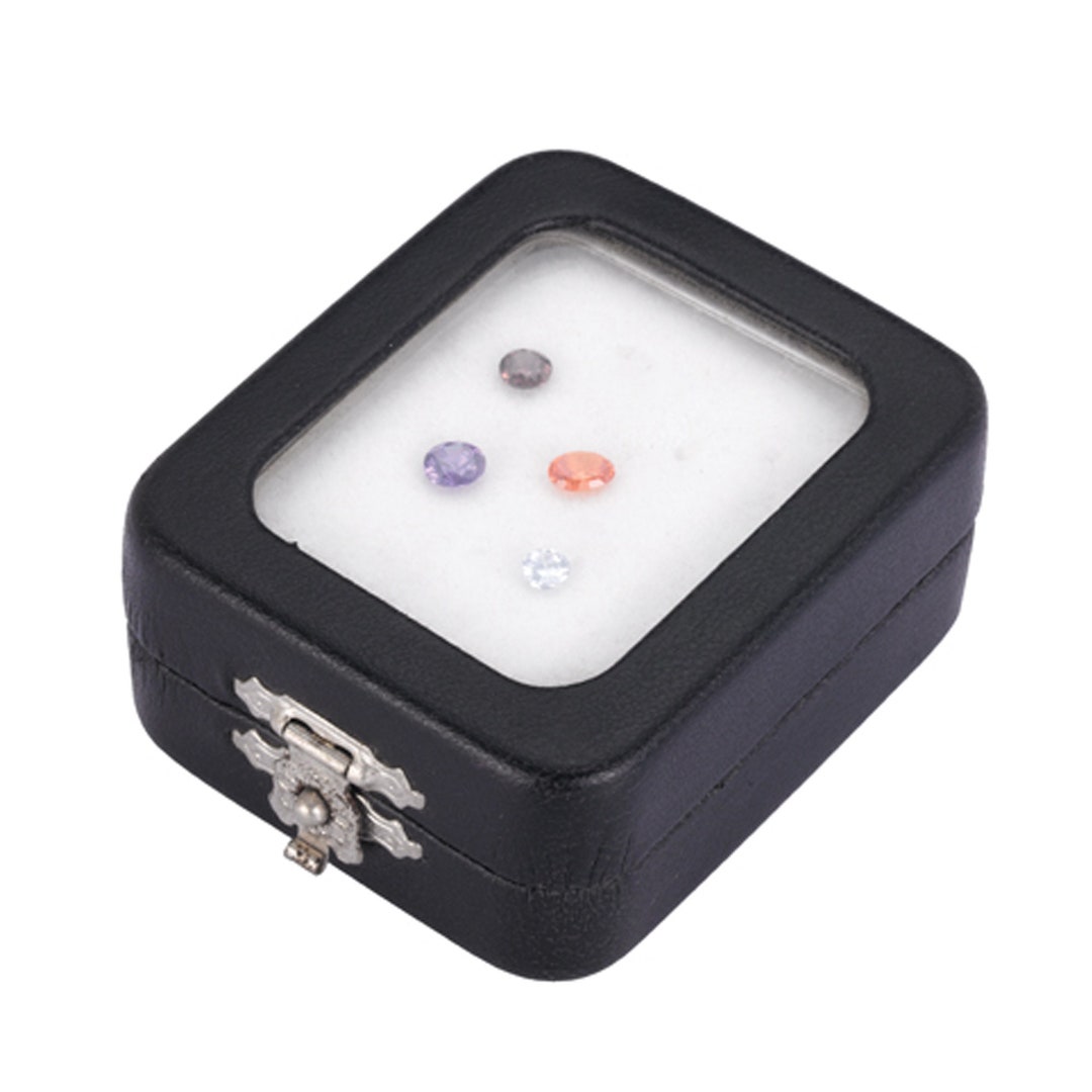 Small Gemstone Display Box Case Black Leather Foam Insert Gem Stone ...