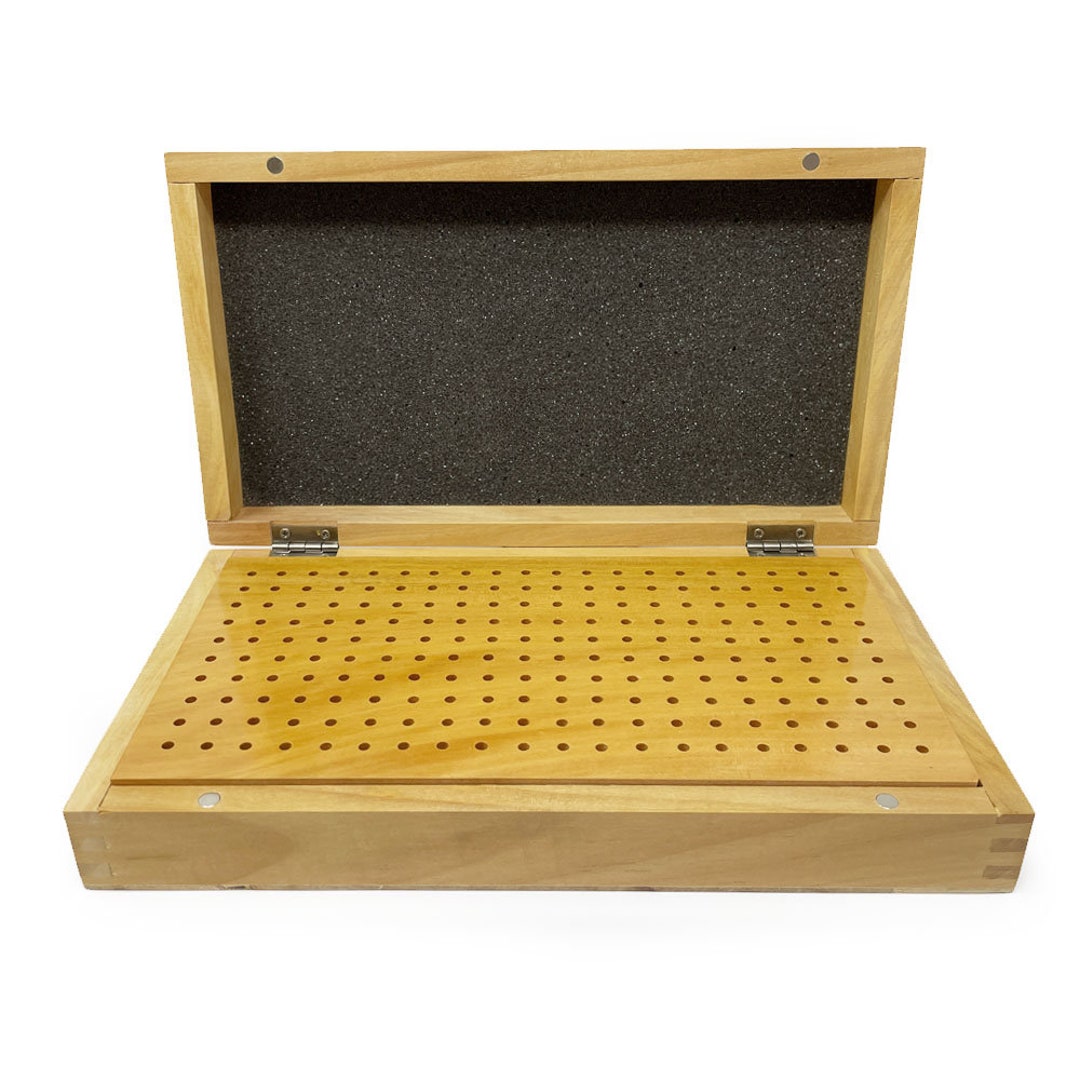 Wooden Burr Box Jeweller's Storage 200 Holes Magnetic Lid Bench ...