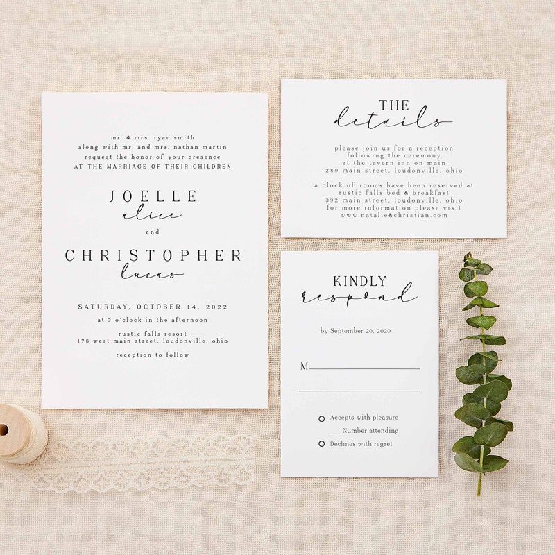 Simple Wedding Invitation - Etsy