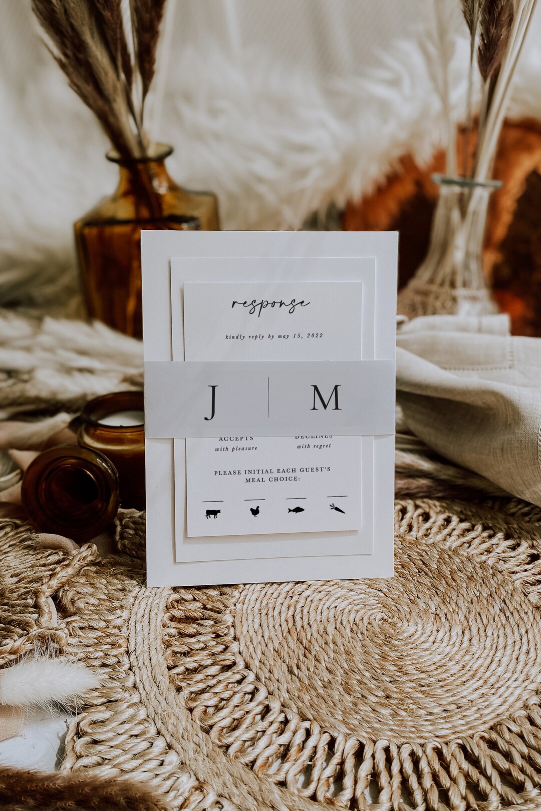 Simple Initials, Belly Band, Translucent Vellum Belly Band - Etsy