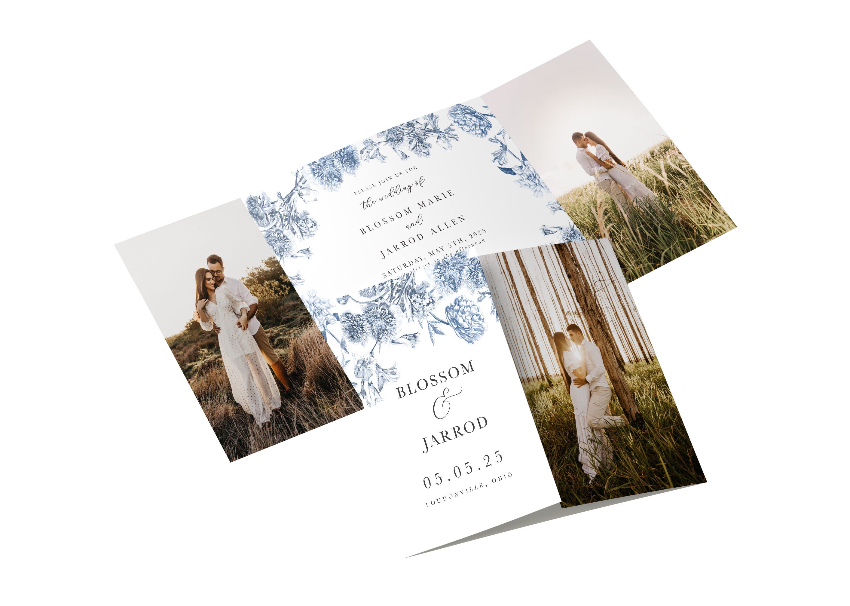 Gate Fold Wedding Invitation, Folded Wedding Invitation, Unique Wedding ...