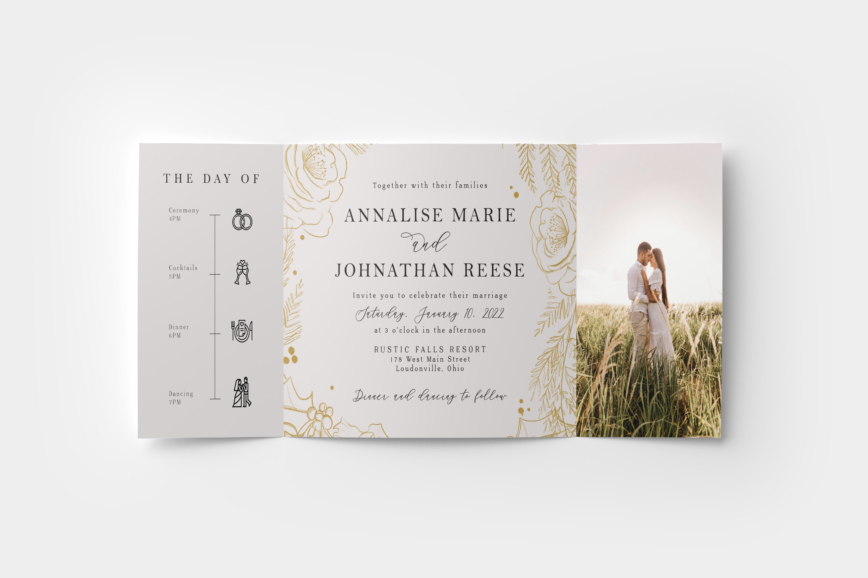 Gate Fold Wedding Invitation, Folded Wedding Invitation, Unique Wedding ...