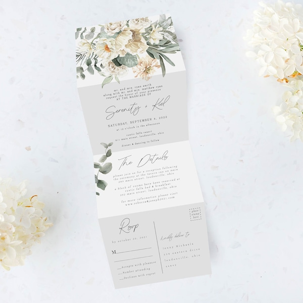 Tri Fold Wedding Invitations - Etsy