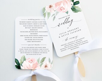 Rustic Wood Wedding Program Fans, Petal Fan Programs, Outdoor Wedding ...