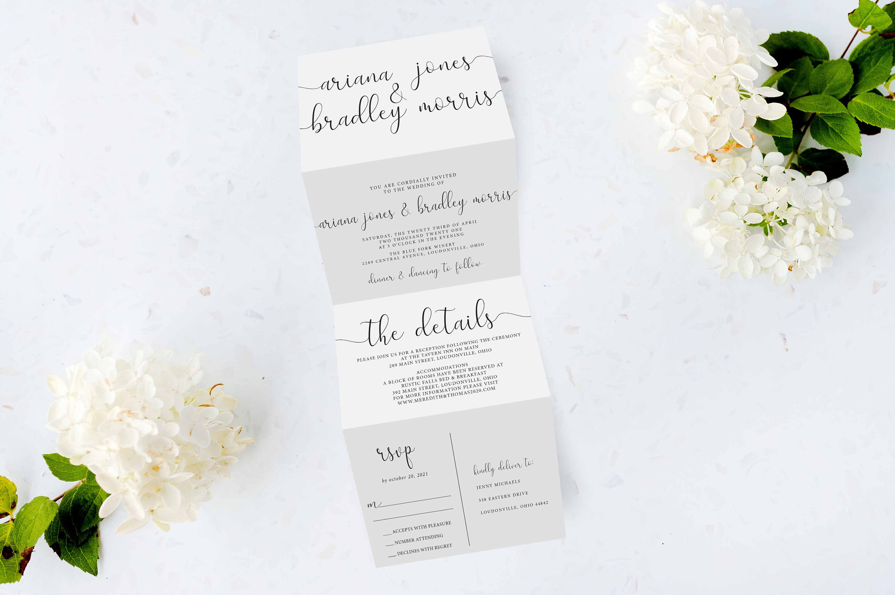 Tri Folding Wedding Invitation Tri Fold Invite Minimal - Etsy