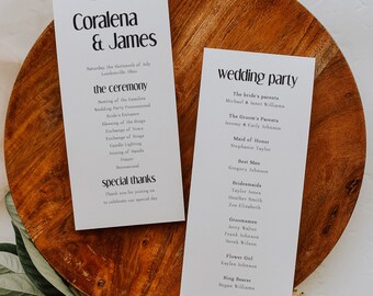 PRINTED Wedding Ceremony Program, Custom Program, Long Tea Length ...