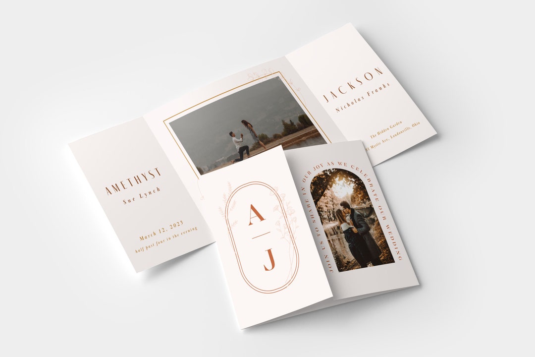 Gate Fold Wedding Invitation, Folded Wedding Invitation, Unique Wedding ...