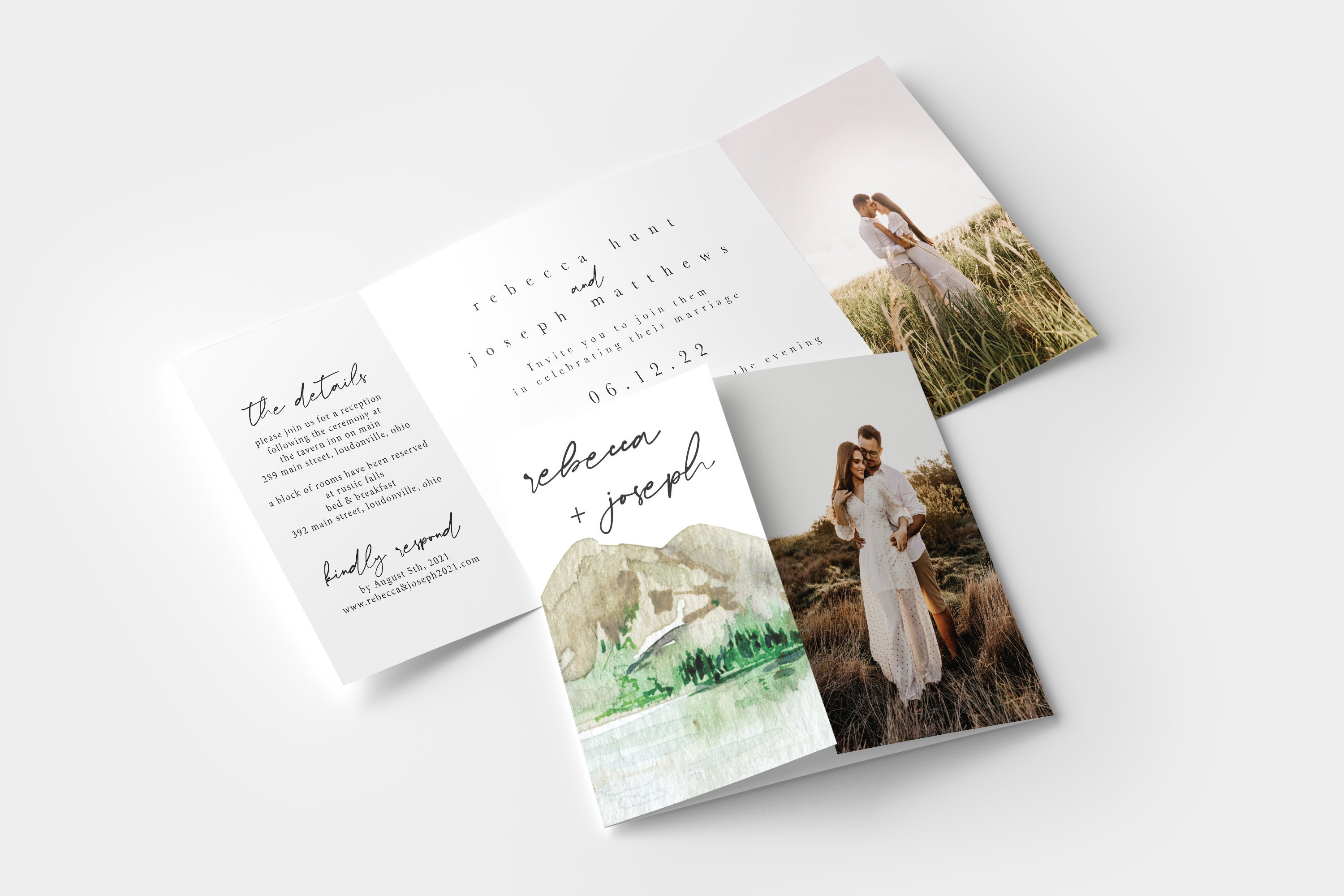 Gate Fold Wedding Invitation, Folded Wedding Invitation, Unique Wedding ...